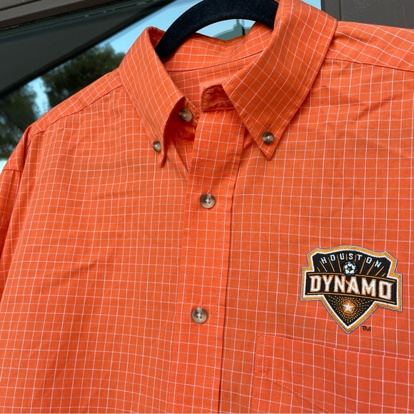 Antigua | Shirts | Antigua Orangewhite Check Houston Dynamo Dress Shirt ...
